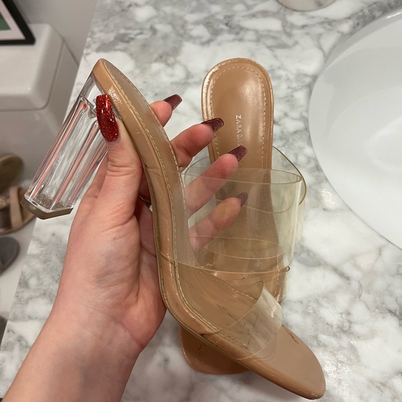 Zara | Shoes | Zara Clear Chunky Heels | Poshmark